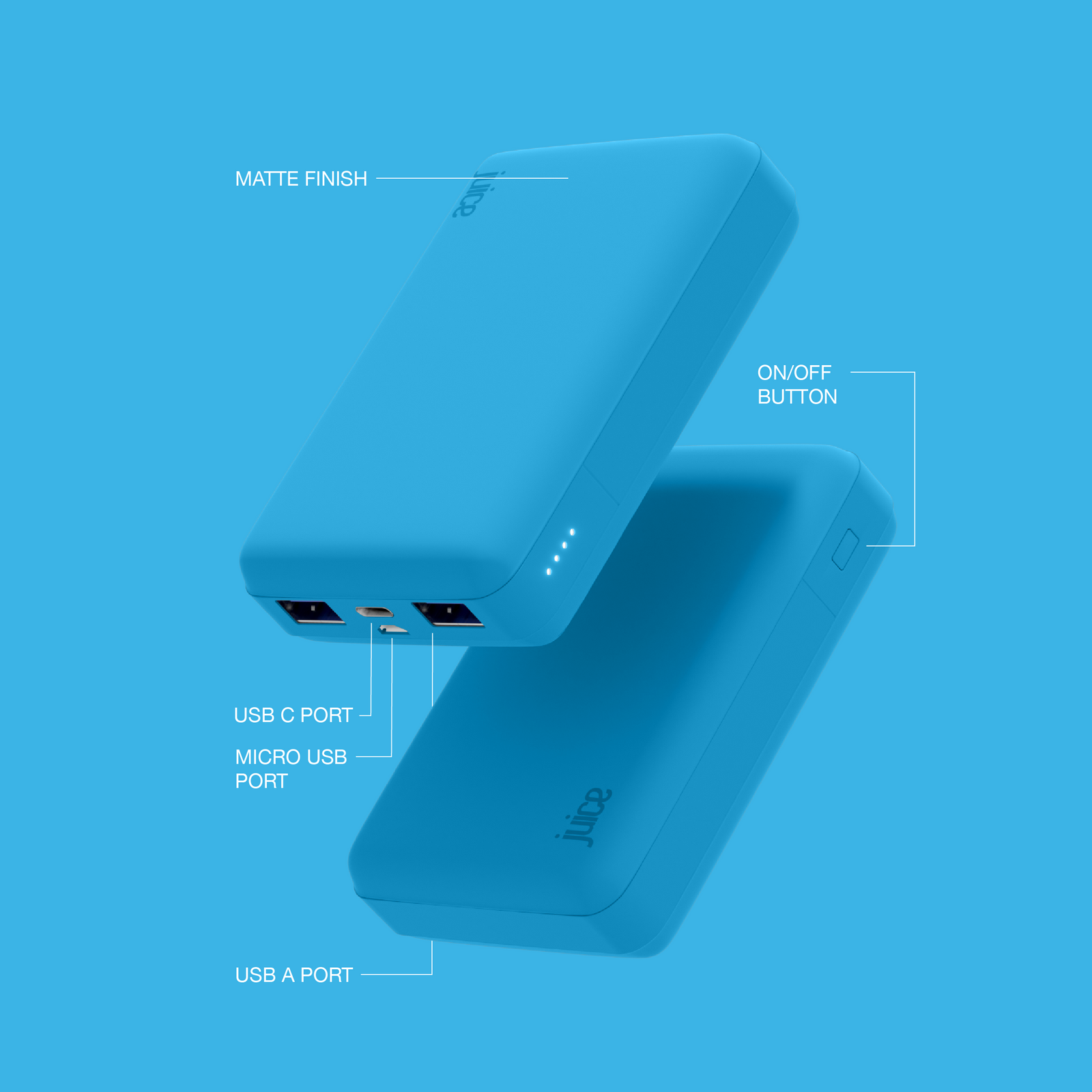 12,000mAh 4 Full Smartphone Charge Portable Power Bank from Juice